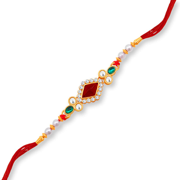 Sukkhi Dazzling Gold Plated Rakhi with Roli Chawal and Raksha Bandhan ...