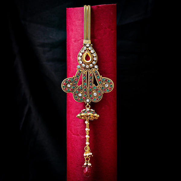 Sukkhi Lovely Golden Gold Plated Kundan & Pearl Chabi Challa for Women ...