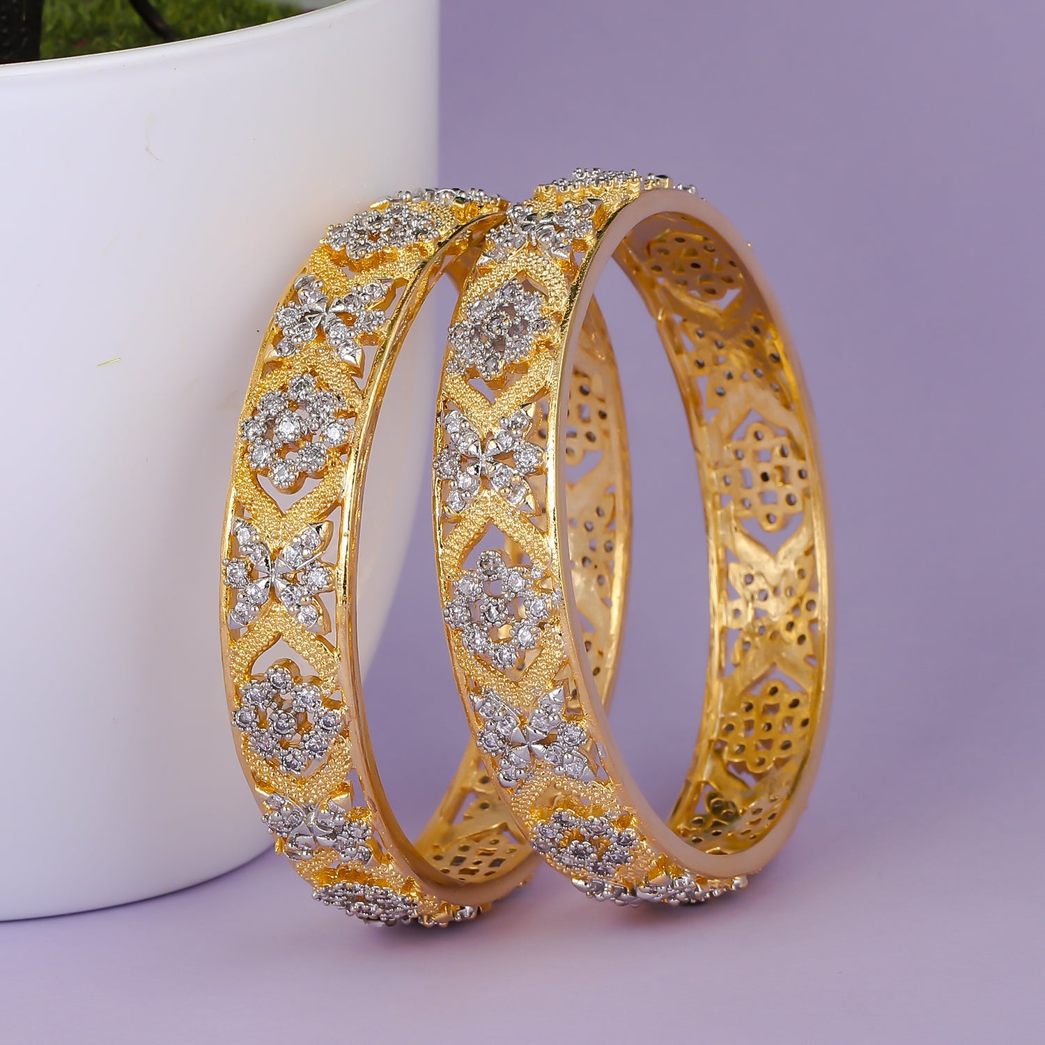 Sukkhi Glorious Exotic Gold Plated CZ Bangles for Women - Sukkhi.com